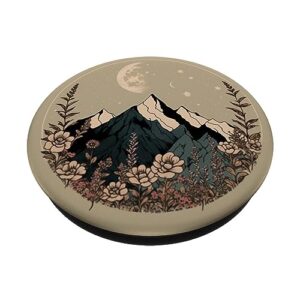 Boho Chic Floral Moon Mountain PopSockets Standard PopGrip