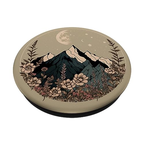 Boho Chic Floral Moon Mountain PopSockets Standard PopGrip