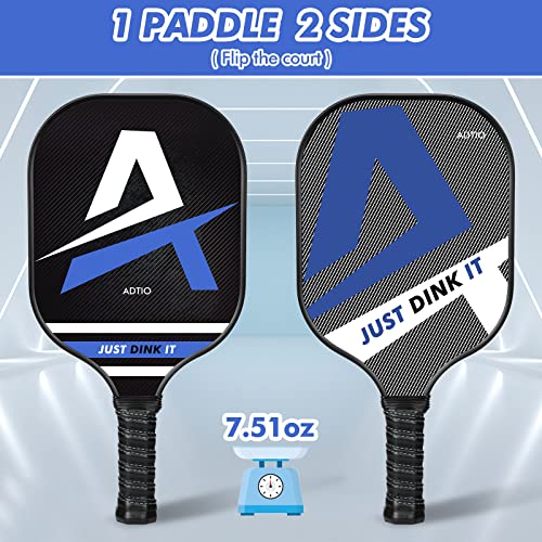 ADTIO Pickleball Paddles Set of 2，Graphite Pickleball Rrackets with 4 Pickleball Balls and Pickleball Bag,Lightweight Pickle Ball Paddle for Men Women Outdoor Games,Pickleball Racquet Starter Set