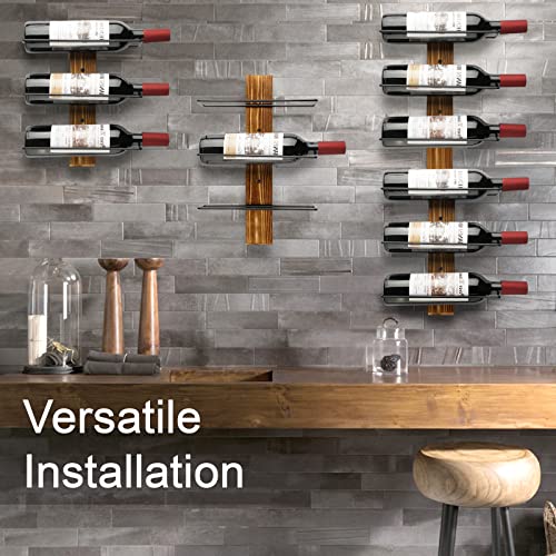 Feemiyo Wine Rack Wall Mounted,Wall Wine Rack for 9 Wine Bottles,Pine Wood Wine Racks for Wall,Wine Holder Wall-Mounted Wine Bottle Racks for Kitchen,Dining Room,Bar