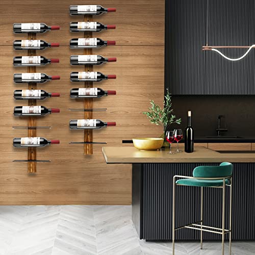 Feemiyo Wine Rack Wall Mounted,Wall Wine Rack for 9 Wine Bottles,Pine Wood Wine Racks for Wall,Wine Holder Wall-Mounted Wine Bottle Racks for Kitchen,Dining Room,Bar