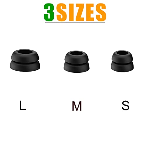 Luckvan Anti Slip Double Flange Ear Tips for Anker Soundcore Life P3 Replacement Ear Tips for Soundcore Life P3/P2 Earbuds Silicone 6 Pairs LMS Black