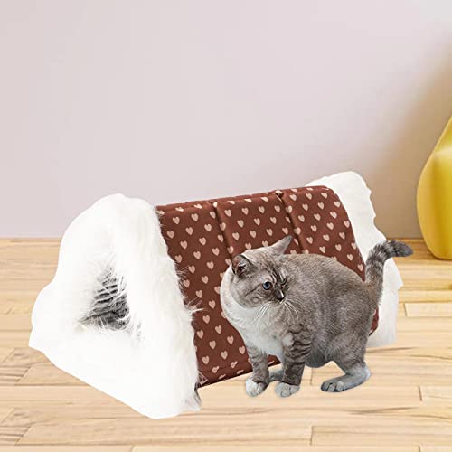 Gralara 2 in 1 Cat Warm House Self Warming Mat Soft Sleeping Plush Nest Hut Pad Dog Tent Cave Pet Bed for Small Medium Dogs, Indoor Cats, Sleeping, Puppy, Heart