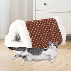 Gralara 2 in 1 Cat Warm House Self Warming Mat Soft Sleeping Plush Nest Hut Pad Dog Tent Cave Pet Bed for Small Medium Dogs, Indoor Cats, Sleeping, Puppy, Heart