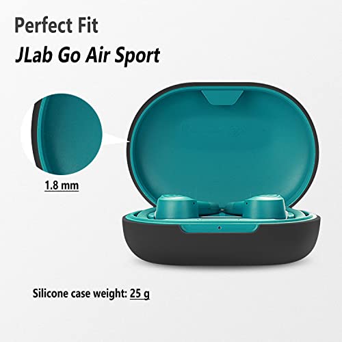 Geiomoo Silicone Case Compatible with JLab Go Air Sport, Protective Cover (Black)