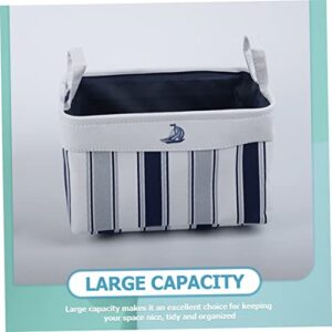 PLAFOPE 3pcs Sundries Containers Clothes Laundry Bedroom Basket Canvas Books for Organizer Multi-function Large Foldable Bins Room Bathroom Handle Storage Bin Hamper Nautical