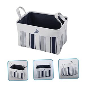 PLAFOPE 3pcs Sundries Containers Clothes Laundry Bedroom Basket Canvas Books for Organizer Multi-function Large Foldable Bins Room Bathroom Handle Storage Bin Hamper Nautical