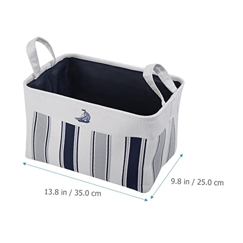 PLAFOPE 3pcs Sundries Containers Clothes Laundry Bedroom Basket Canvas Books for Organizer Multi-function Large Foldable Bins Room Bathroom Handle Storage Bin Hamper Nautical