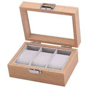 lhllhl 3 slot wooden watch display cabinet box and lock storage rack storage box for men and women