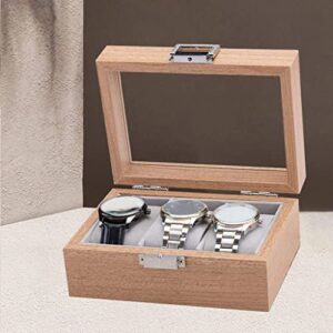 LHLLHL 3 Slot Wooden Watch Display Cabinet Box And Lock Storage Rack Storage Box For Men And Women