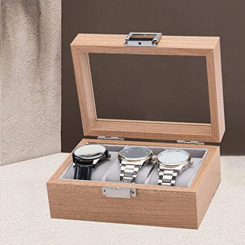 LHLLHL 3 Slot Wooden Watch Display Cabinet Box And Lock Storage Rack Storage Box For Men And Women