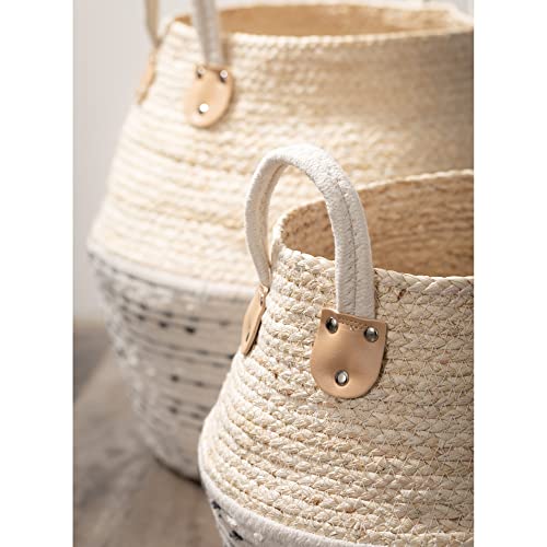 Decorative Basket Set Of 2 Brown Cotton