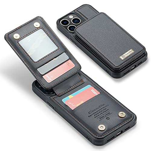 Strapurs iPhone 13 Pro Max Wallet Case with RFID Blocking, Card Holder, Shockproof PU Leather, Vertical Flip Stand, Black