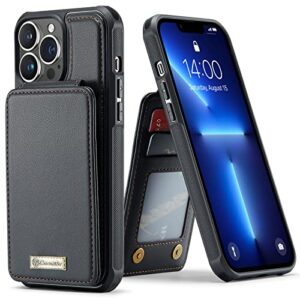 Strapurs iPhone 13 Pro Max Wallet Case with RFID Blocking, Card Holder, Shockproof PU Leather, Vertical Flip Stand, Black