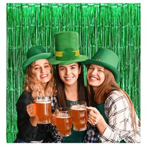 Yilistore 2 Pack 3.3 * 8.2ft Green Foil Fringe Curtain,Streamer Backdrop,Metallic Tinsel Streamer Curtains for St Patrick's Day Party Decorations