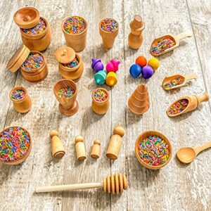 30 Piece - USA Made - Sensory Bin Tools - Sensory Bins - Wooden Sensory Bin Tools - Sensory Bin Toys - Sensory Tools - Toddler Sensory Bin - Learning Scooper -Montessori Toys for Toddler