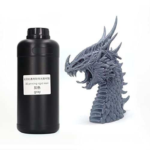 3D Printer Resin, Good Fluidity Fast Speed Curing Rigid Resin 1000ml Stretch Resistant with Less Odor for Industrial Parts(Grey)