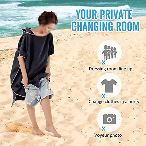 ZHAOLEI Adult Microfiber Towels Wetsuit Change Robe Poncho Surf Hooded Quick Dry Beach Outdoor Towel for Swimming Swimsuit Robe