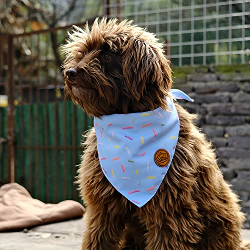 CROWNED BEAUTY Birthday Dog Bandanas Reversible Large 2 Pack, Celebration Set, Plaid Adjustable Triangle Holiday Blue Green Scarves for Medium Large Extra Large Dogs Girl Boy Pets DB43-L