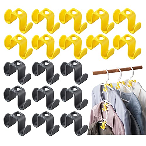 Premium Hanger Hooks, Double-Sided Coat Clothes Hanger Connector Hooks, 40 Value Pack Hanger Extender Clips, Heavy Duty Closet Space Savers and Organizer Closets Hooks Closet Space Hooks 2 Color