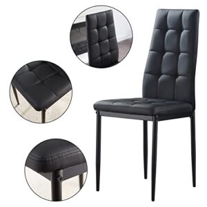 WISOICE Dining Chairs Set of 4, Black Chairs for Dining Room, Kitchen Chairs with Metal Legs and PU Leather Padded Seat High Back