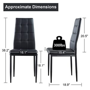 WISOICE Dining Chairs Set of 4, Black Chairs for Dining Room, Kitchen Chairs with Metal Legs and PU Leather Padded Seat High Back