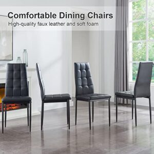 WISOICE Dining Chairs Set of 4, Black Chairs for Dining Room, Kitchen Chairs with Metal Legs and PU Leather Padded Seat High Back