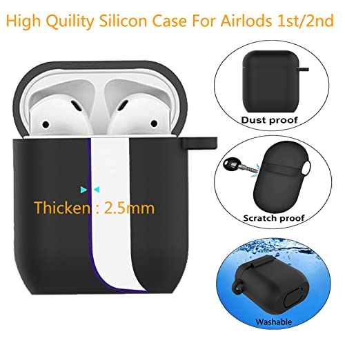 Geeice AirPods 1st 2nd Generation Case Cover with Cleaner kit, 2 in 1 Soft Silicone Protective Cover with Keychain for Women Men Compatible with Apple AirPods 1 2 Charging Case, Black