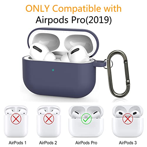 Geeice AirPods Pro Case with Cleaner kit, 2 in 1 Soft Silicone Full Protective Accessories Cover with Keychain, Cleaning Pen for 2019 Airpod Pro, Blue