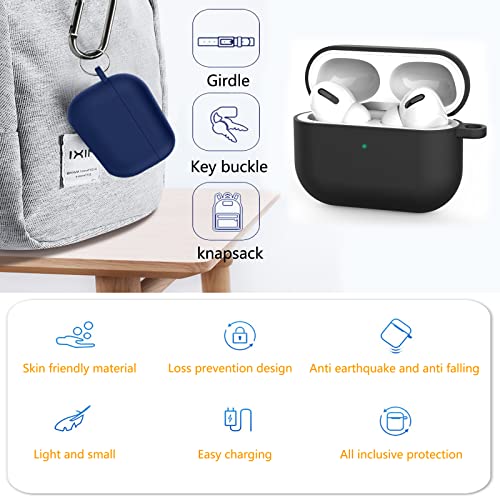 Geeice AirPods Pro Case with Cleaner kit, 2 in 1 Soft Silicone Full Protective Accessories Cover with Keychain, Cleaning Pen for 2019 Airpod Pro, Blue