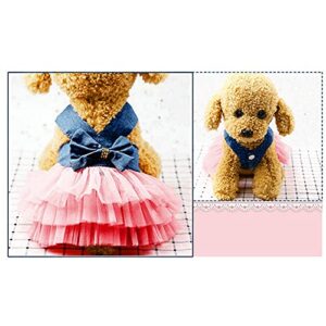 Girl Dog Clothes with Legs Dog Dresses Striped Puppy Princess Dress Mesh Bubble Princess Stripe Fashion Skirt Lace Pet Clothes