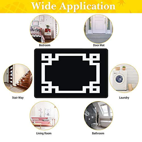 Entryway Mats Black and White Greek Key Square Outdoor and Indoor Rug ,24x16 Inch .5x20 Inch Two Size.