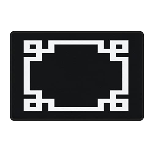 Entryway Mats Black and White Greek Key Square Outdoor and Indoor Rug ,24x16 Inch .5x20 Inch Two Size.