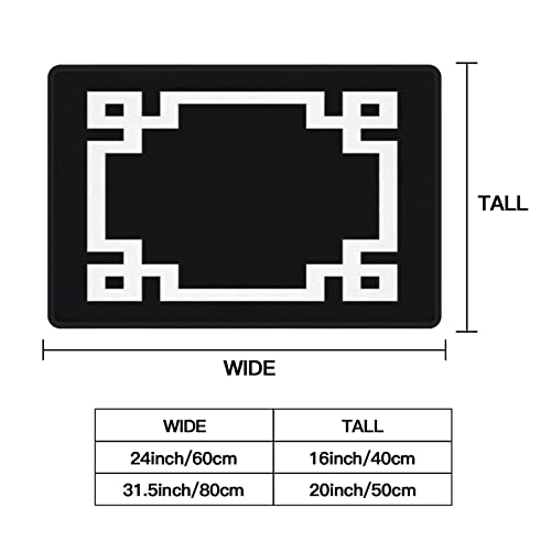 Entryway Mats Black and White Greek Key Square Outdoor and Indoor Rug ,24x16 Inch .5x20 Inch Two Size.