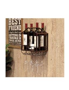 pibm shelf european creative solid wood wine rack wall-mounted dining room decoration wall wine cabinet rack wine glass rack wine rack multi-size optional, bronze , 30*18*32cm