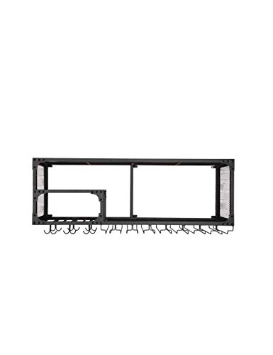 Stylish Simplicity Wine Rack Bar Black Metal Wall-Mounted Stylish Simplicity Wine Rack and Glass Bracket Wrought Iron Bottle Storage Rack Home and Kitchen Bar Commercial Decorative Stylish Simplicity