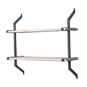 pibm stylish simplicity shelf wall mounted floating rack shelves iron art solid wood bookshelf living room background wall,layer 2/3,2 colours,4 sizes, black border , 80x26x104cm