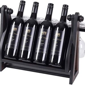 PIBM Stylish Simplicity Wine Racks Free Standing Swing Wooden,Wineglass Upside Down Wine Cabinet Decoration,Decorative Wine Bottle Holder,Freedining Table Top Display (45X24X35Cm)