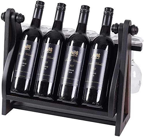 PIBM Stylish Simplicity Wine Racks Free Standing Swing Wooden,Wineglass Upside Down Wine Cabinet Decoration,Decorative Wine Bottle Holder,Freedining Table Top Display (45X24X35Cm)