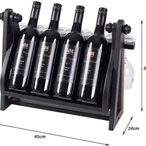 PIBM Stylish Simplicity Wine Racks Free Standing Swing Wooden,Wineglass Upside Down Wine Cabinet Decoration,Decorative Wine Bottle Holder,Freedining Table Top Display (45X24X35Cm)