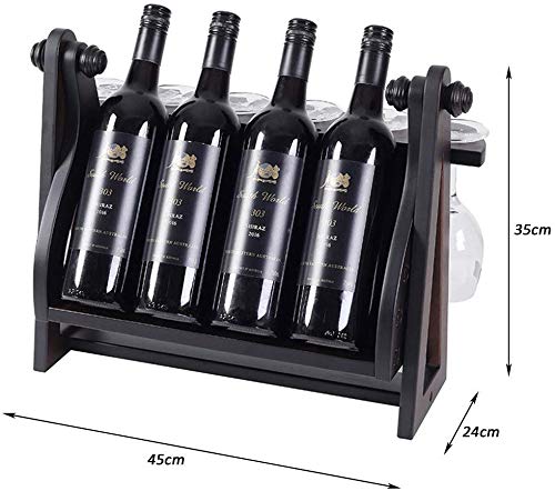 PIBM Stylish Simplicity Wine Racks Free Standing Swing Wooden,Wineglass Upside Down Wine Cabinet Decoration,Decorative Wine Bottle Holder,Freedining Table Top Display (45X24X35Cm)