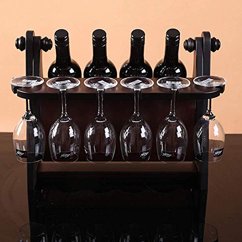 PIBM Stylish Simplicity Wine Racks Free Standing Swing Wooden,Wineglass Upside Down Wine Cabinet Decoration,Decorative Wine Bottle Holder,Freedining Table Top Display (45X24X35Cm)