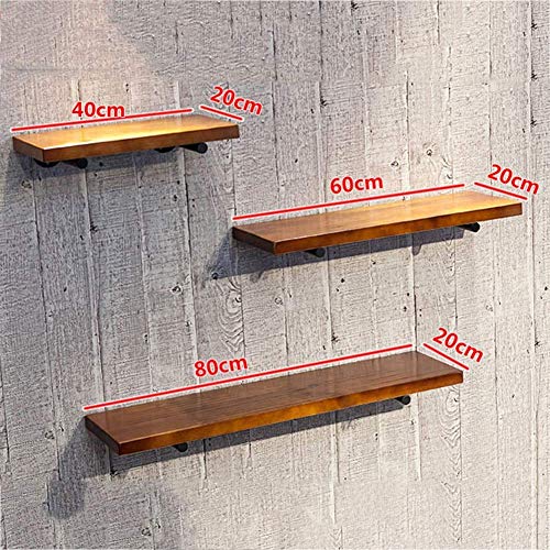 PIBM Stylish Simplicity Shelf Wall Mounted Floating Rack Shelves Solid Wood Metal Bracket Bookshelf Storage Save Space Living Room Balcony,3 Colors, a ,