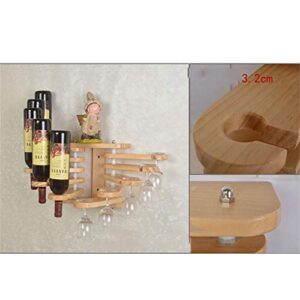 PIBM Stylish Simplicity Wine Shelf Wine Rack Solid Wood Wall Hanging Upside Down Bar Wine Glass Wine Bottle Goblet Rack