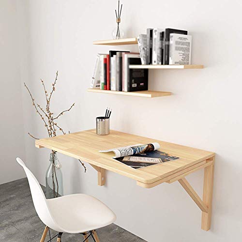 PIBM Stylish Simplicity Shelf Wall Mounted Floating Rack Shelves Foldable Computer Desk Solid Wood Kitchen Storage Save Space,12 Sizes, a , 80X60cm