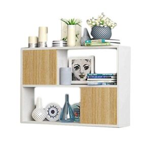 pibm stylish simplicity shelf wall mounted floating rack shelves solid wood with door bookshelf show bearing strong living room bedroom - 4 colors, c , 100x20x65cm