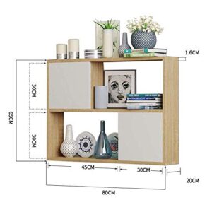 PIBM Stylish Simplicity Shelf Wall Mounted Floating Rack Shelves Solid Wood with Door Bookshelf Show Bearing Strong Living Room Bedroom - 4 Colors, c , 100x20x65cm