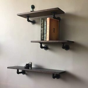 PIBM Stylish Simplicity Shelf Wall Mounted Floating Rack Shelves Retro Water Pipe Metal Solid Wood Bookshelf Bathroom Kitchen Bar,7 Sizes, a , 120X20CM