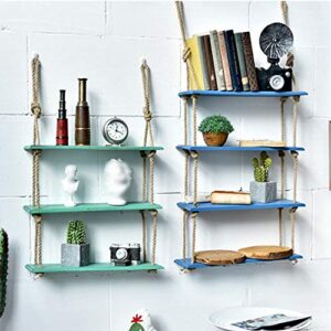 PIBM Stylish Simplicity Shelf Wall Mounted Floating Rack Shelves Wooden Store Display 1 Layer/ 2 Layers / 3 Layers / 4 Layers,4 Colors, Green , 49.5X14X90cm