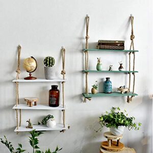 PIBM Stylish Simplicity Shelf Wall Mounted Floating Rack Shelves Wooden Store Display 1 Layer/ 2 Layers / 3 Layers / 4 Layers,4 Colors, Green , 49.5X14X90cm